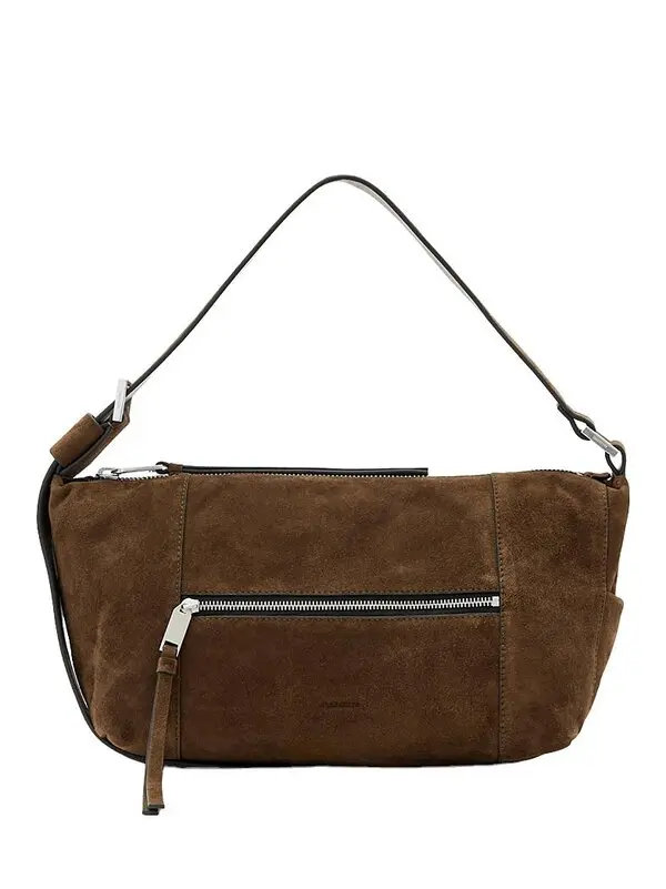 ALLSAINTS Vega Suede Shoulder Bag - Fango Brown
