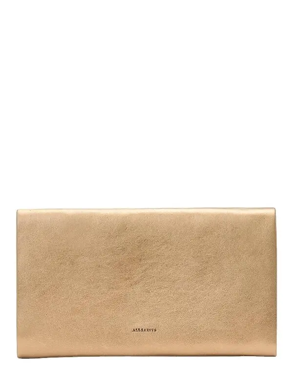 ALLSAINTS Harluna Leather Clutch - Warm Brass