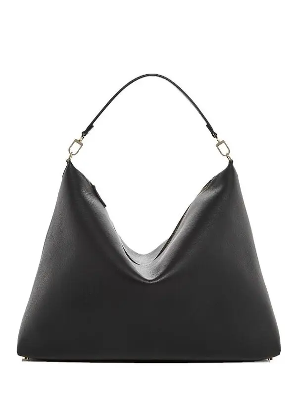 TOTEME Bevel Grained Leather Shoulder Bag - Black