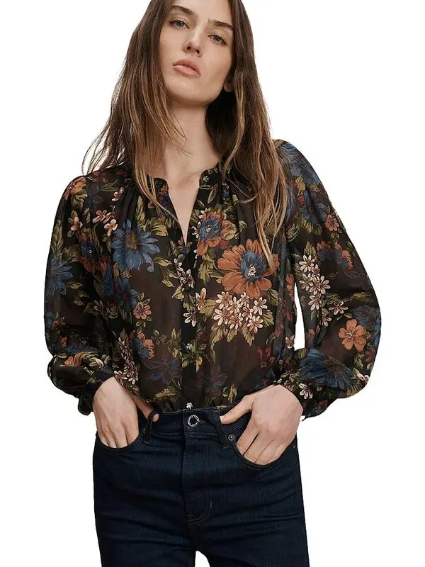 Veronica Beard Ashlynn Silk Blouse - Black Multi