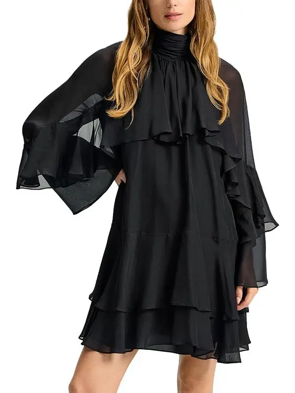 Veronica Beard Adlington Silk Mini Dress - Black