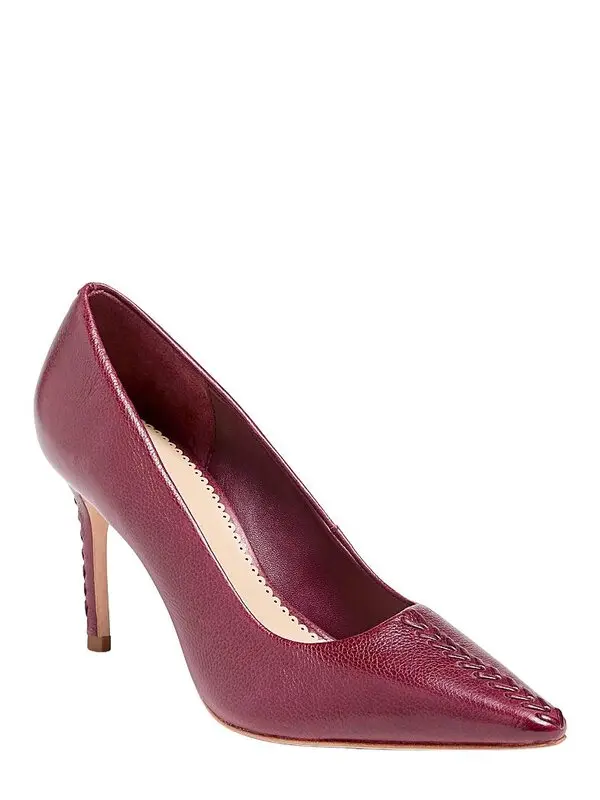 Cinq À Sept Giselle Whipstitch Leather Pumps - Wineberry