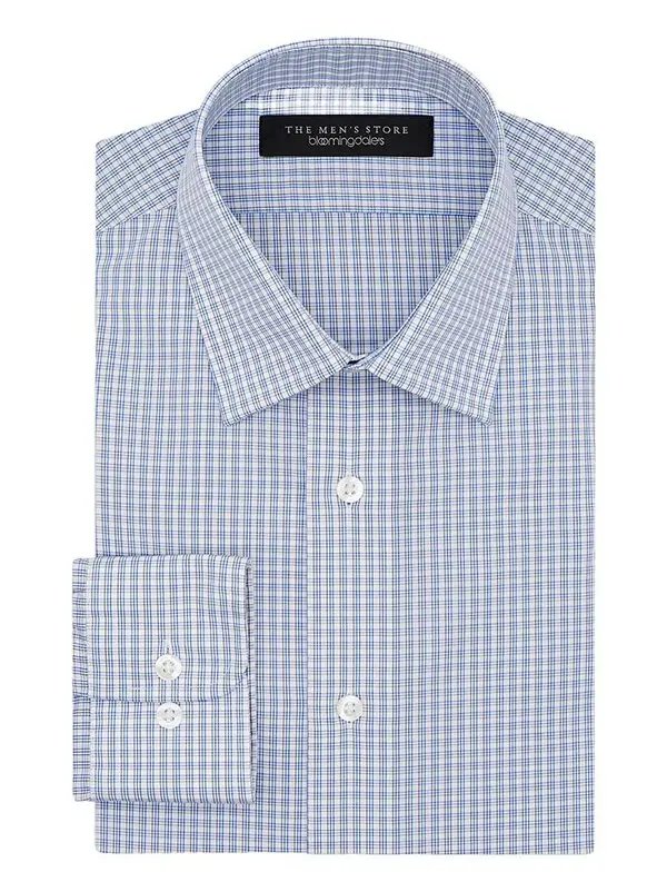 Bloomingdale'S Regular Fit Stretch Dress Shirt Exclusive - Blue Grey