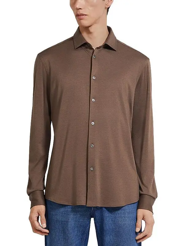 Zegna Cashmere And Silk Shirt - Brown