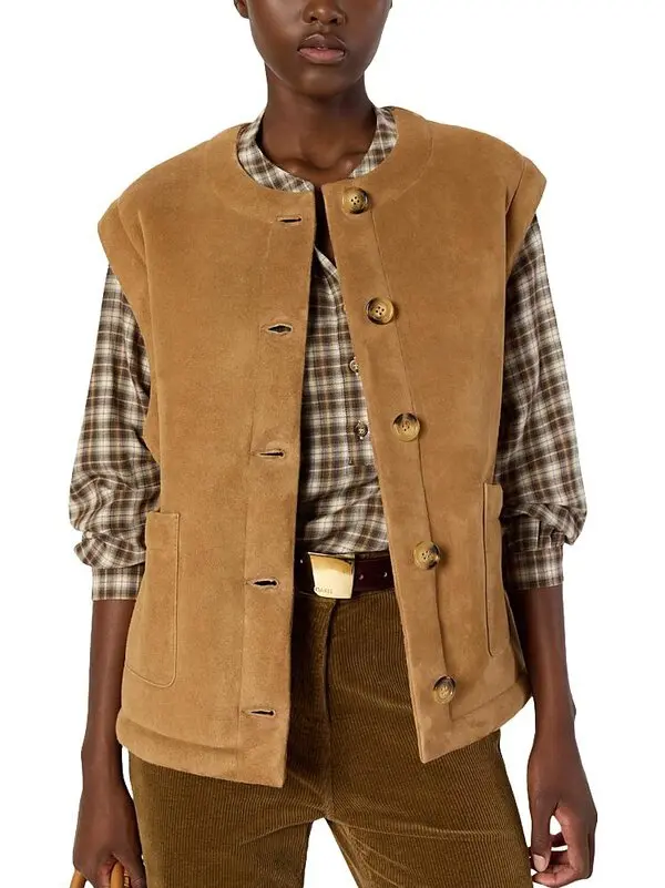 Gerard Darel Melissa Leather Vest - Camel