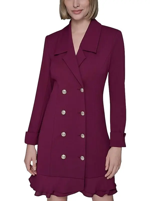 Karl Lagerfeld Paris Double Breasted Jacket Dress - Wine