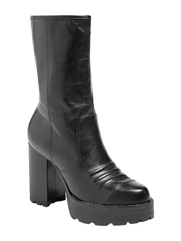 Cinq À Sept Marley Leather Lug Sole Platform Boots - Black