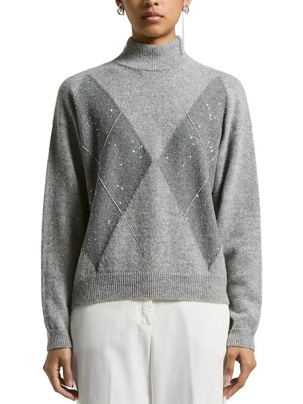 Peserico Turtleneck Relaxed Knitted Sweater - Stone Grey