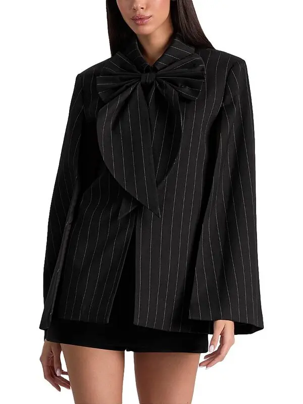 Alice + Olivia Philippa Draped Bow Jacket - Black/off White