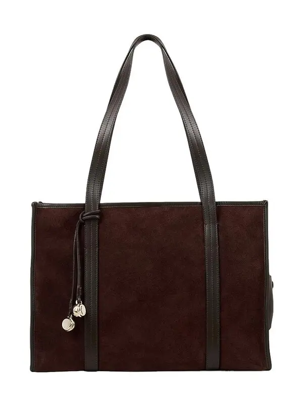 Sandro Medium Soft Suede Tote Bag - Mahogany