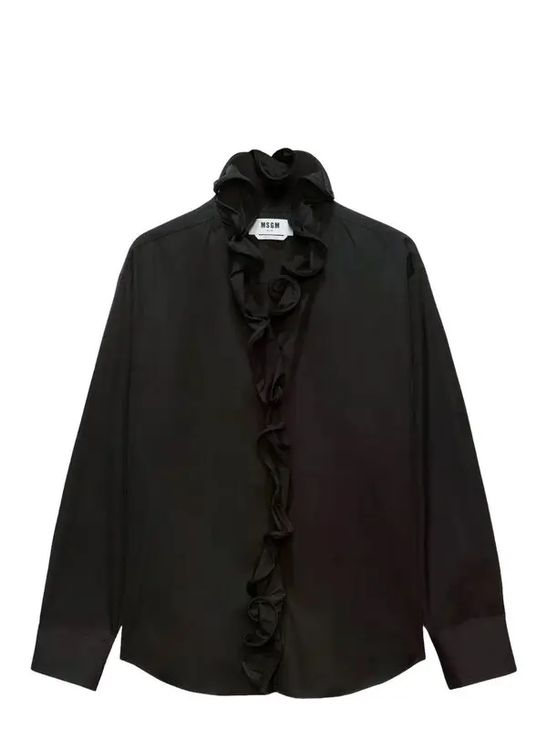 MSGM Ruffled Collar Shirt - Black