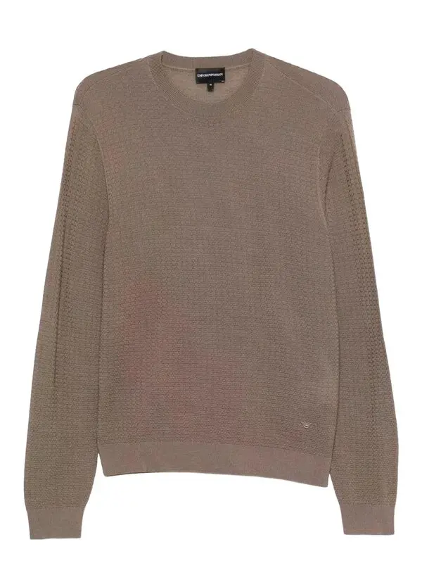 Emporio Armani Textured Crew-neck Sweater - Brown