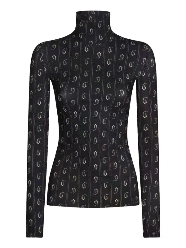 Tory Burch Geometric-print Turtleneck Top - Blue