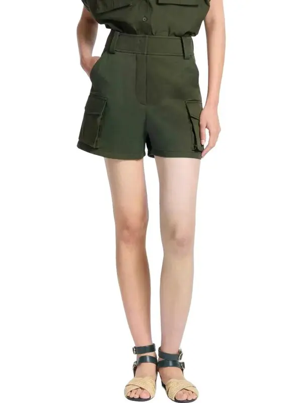 Elie Saab Gabardine Cargo Shorts - Green