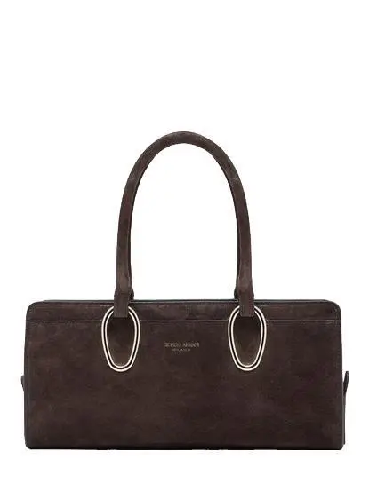 Giorgio Armani Suede Bauletto Bag - Brown