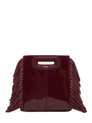 Maje M Mini Bag In Patent Leather - Burgundy