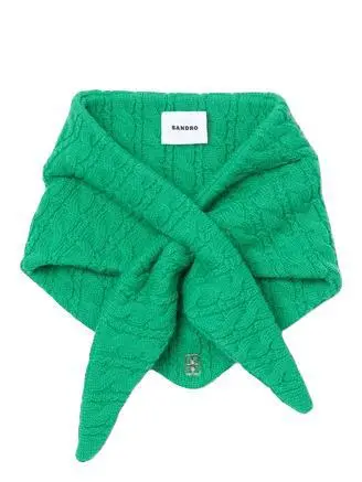 Sandro Cable Knit Tie-up Scarf - Green