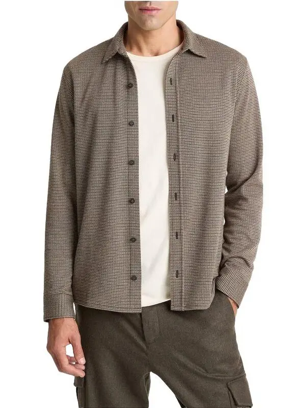 Vince Houndstooth Cotton-blend Shirt - Natural