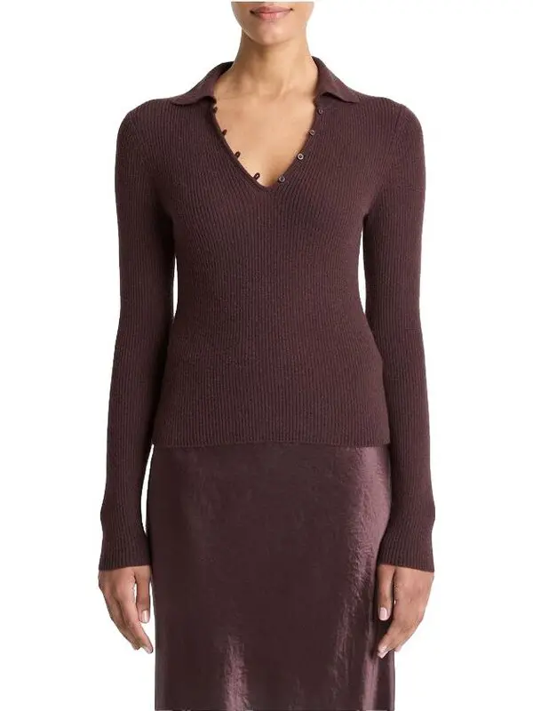 Vince Cashmere-silk Polo Sweater - Burgundy