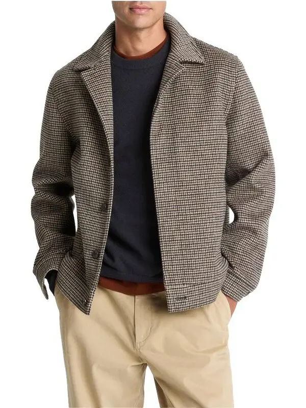 Vince Houndstooth Bomber Jacket - Natural