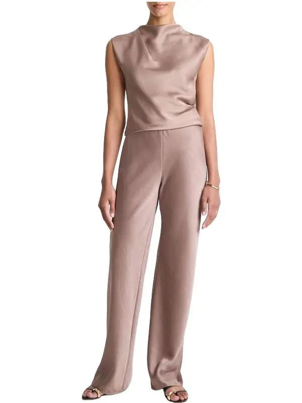 Vince Colette High-rise Fluid Satin Bias Pant - Natural