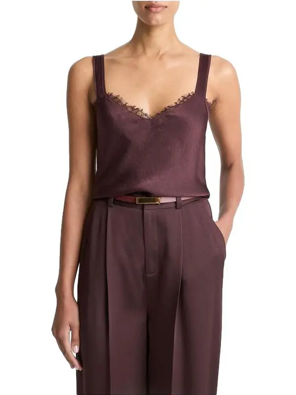 Vince Lace-trim Satin Camisole - Burgundy