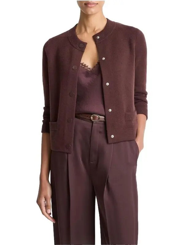 Vince Wool-blend Shrunken Snap Cardigan - Burgundy