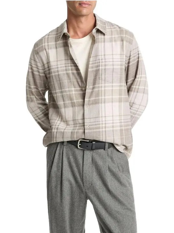 Vince Chilton Plaid Cotton Shirt - Natural
