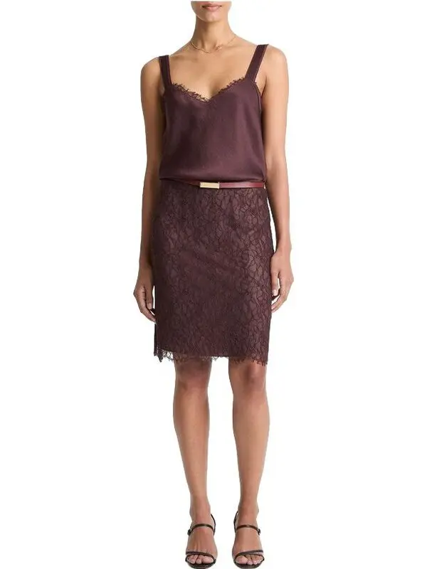 Vince Floral Lace Mini Skirt - Burgundy