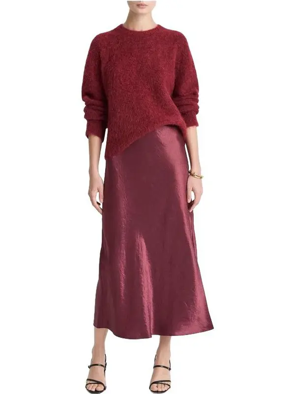 Vince Satin Side-slit Slip Skirt - Burgundy