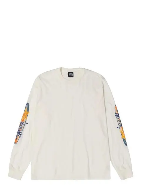 StÜssy Two Star Long Sleeve Pigment Dyed Tee Shirt - Natural