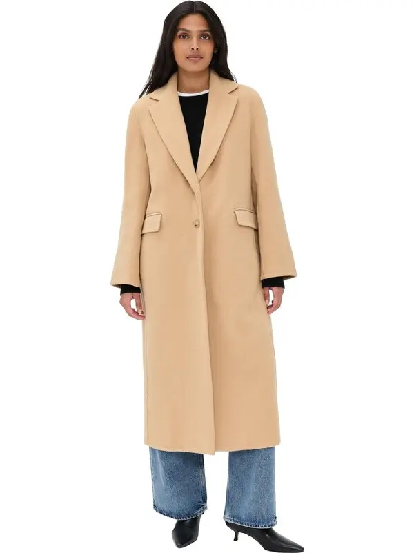 Vince Single-breasted Felt Coat - Camel