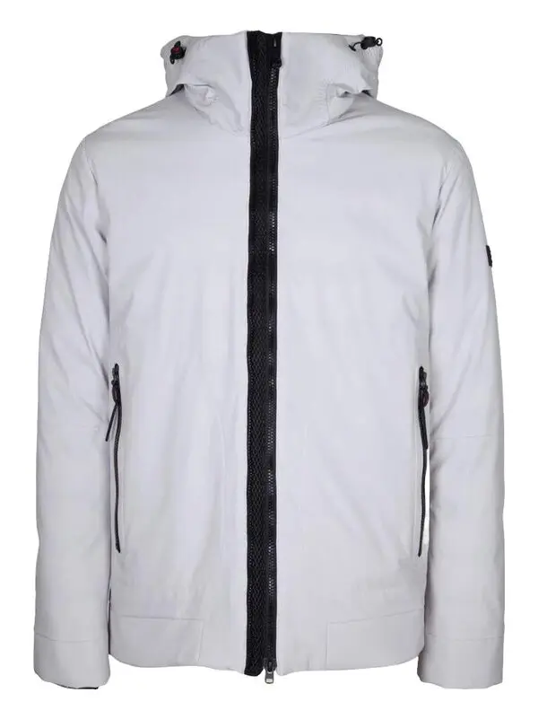 Peuterey Short Jacket In Stretch Polyester Canvas - Light Grey