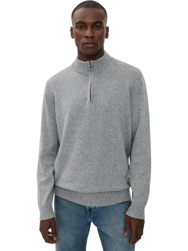 Barbour Kelson Quarter Zip Knitted Sweater - Grey Marl