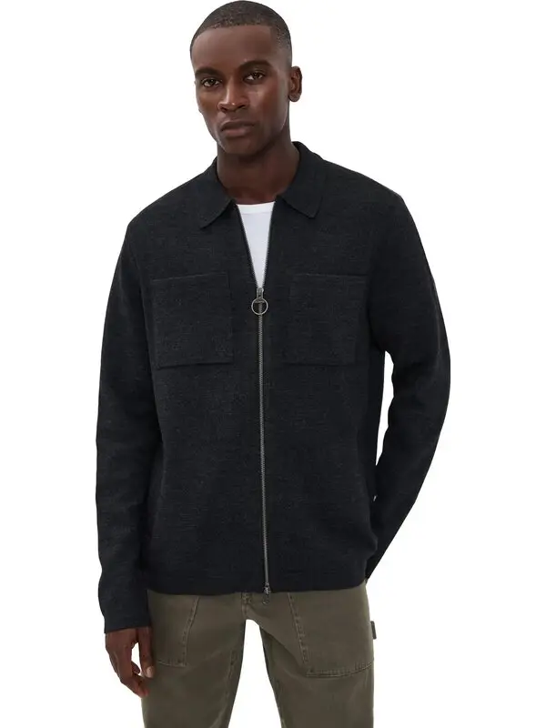 Barbour Croscombe Knitted Zip-through Sweater - Charcoal Marl