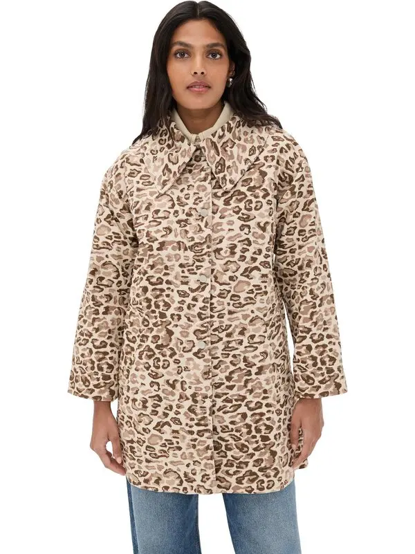 THE TINY BIG SISTER Animal Print Twill Jacket - Dark Vanilla