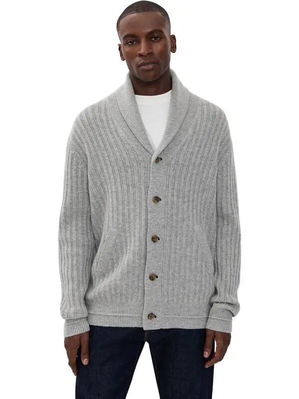 Guest In Residence Varsity Cardigan - Heather Grey