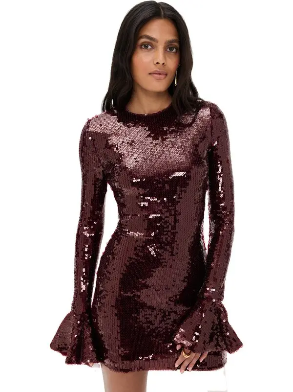 Remain Birger Christensen Sequin Embellished Mini Dress - Zinfandel