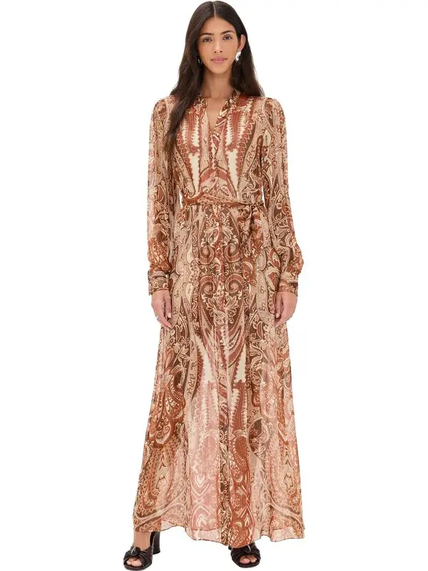 Hemant & Nandita Paisley Print Maxi Dress - Eggshell