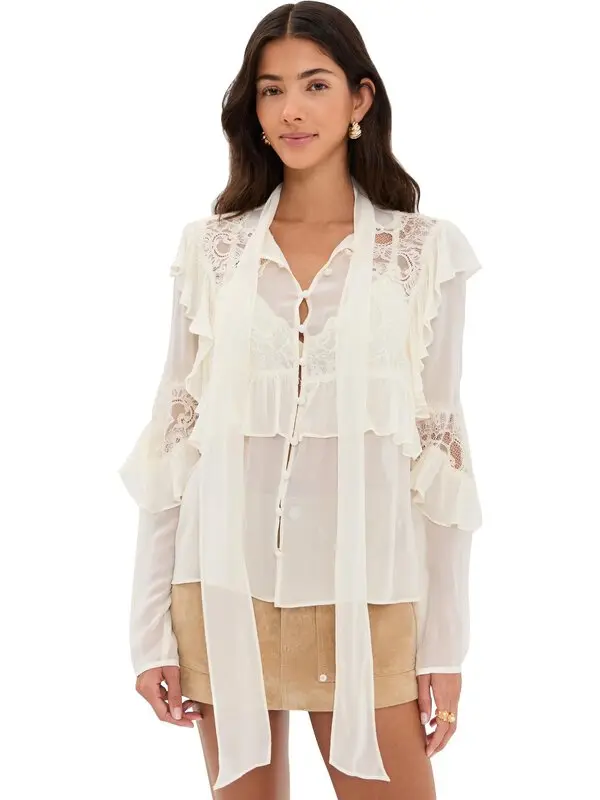 LoveShackFancy Farah Top - Ivory