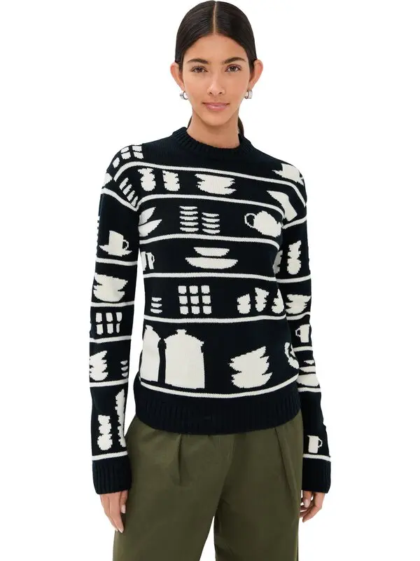 JW Anderson Crockery Jacquard Wool Sweater - Black/white