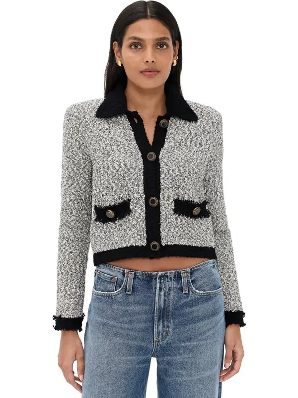 L'Agence Arielle Collared Jacket - White/black