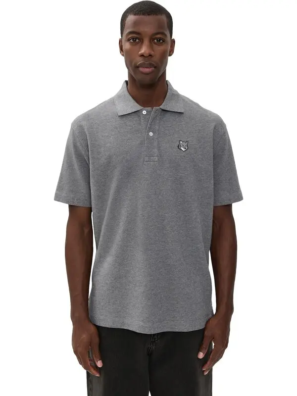 Maison Kitsuné Grey Fox Head Patch Comfort Polo - Medium Grey Melange