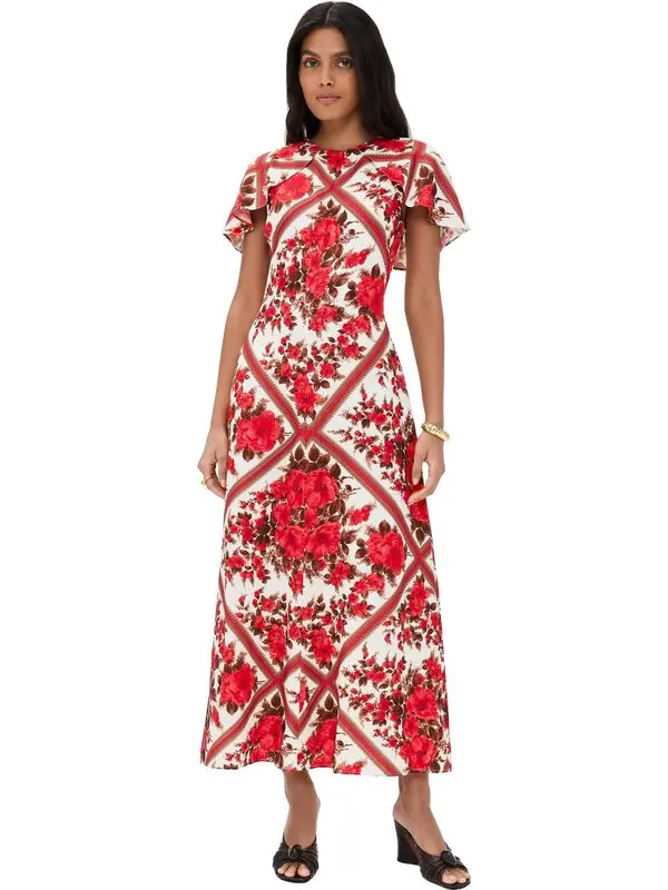 Hill House Home The Davina Dress - Diamond Rose/red