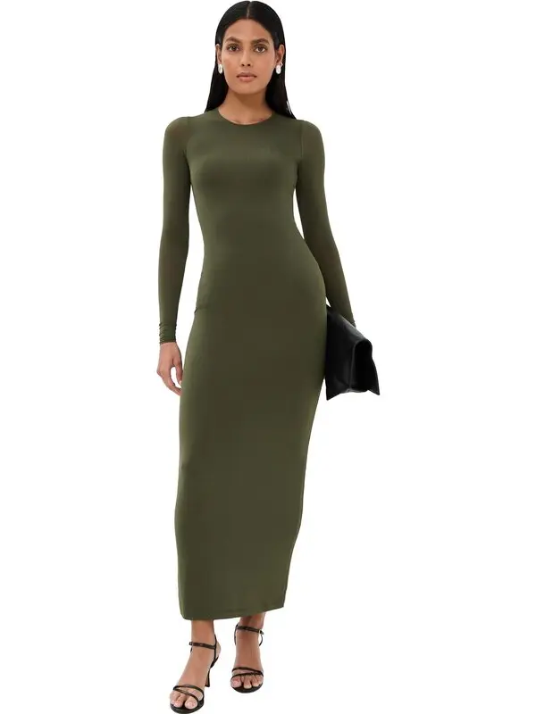 Wardrobe.NYC Sheer Long Sleeve Maxi Dress - Military