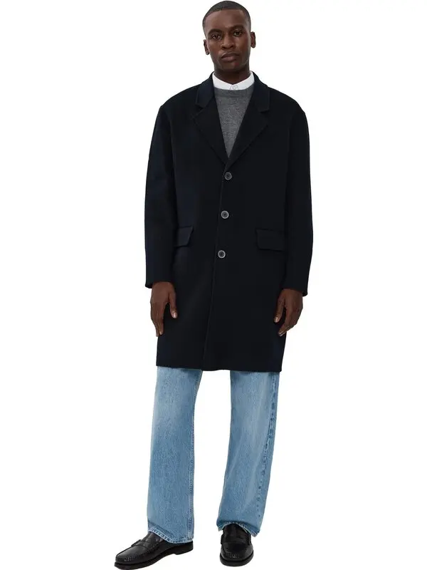 FRAME Double Face Wool Overcoat - Dark Navy