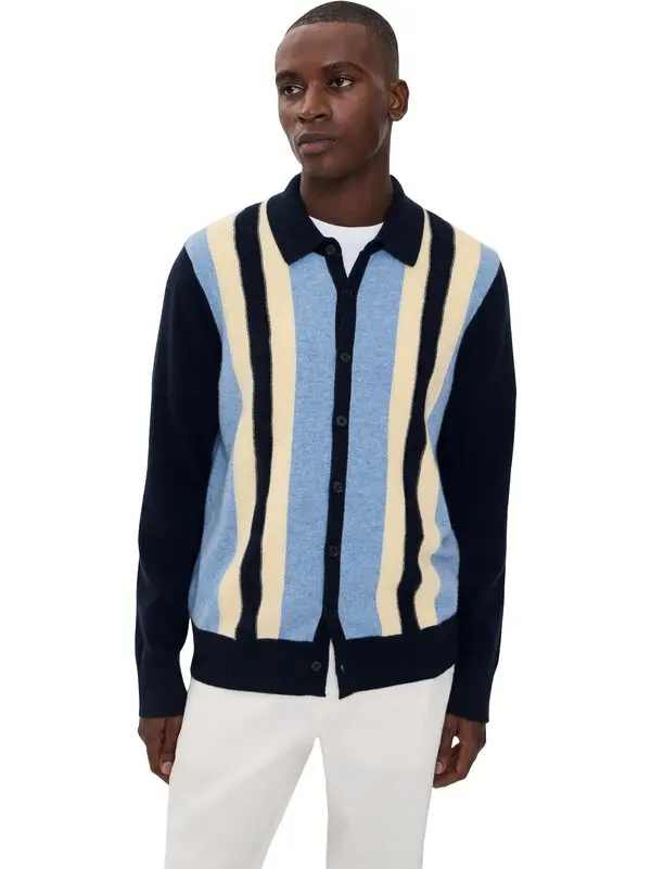 Guest In Residence Cable Cashmere Plaza Shirt - Midnight Combo