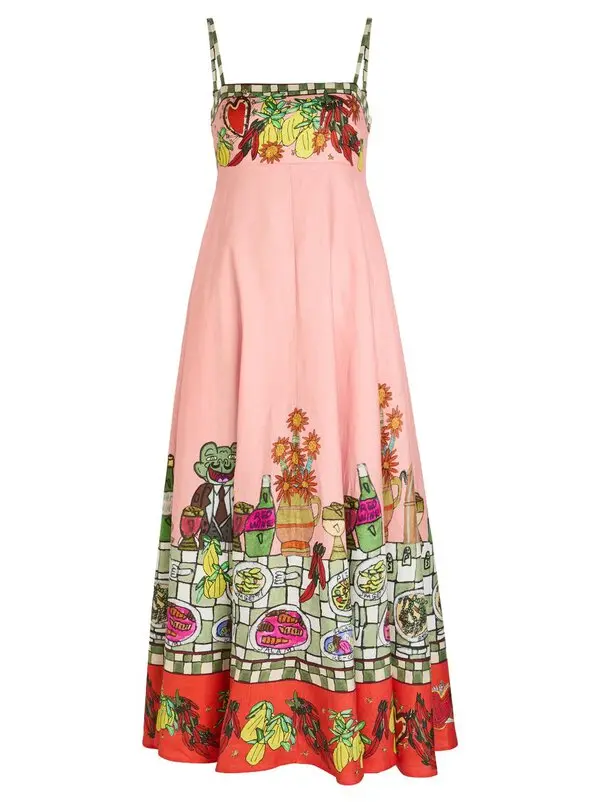 ALEMAIS Contessa Printed Cotton Maxi Dress - Multicoloured