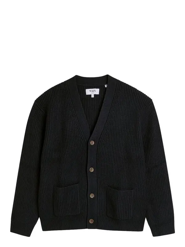 WAX LONDON Walker Ribbed Wool-blend Cardigan - Navy