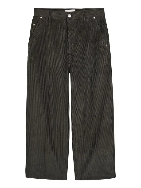 Ami Corduroy Straight-leg Trousers - Anthracite